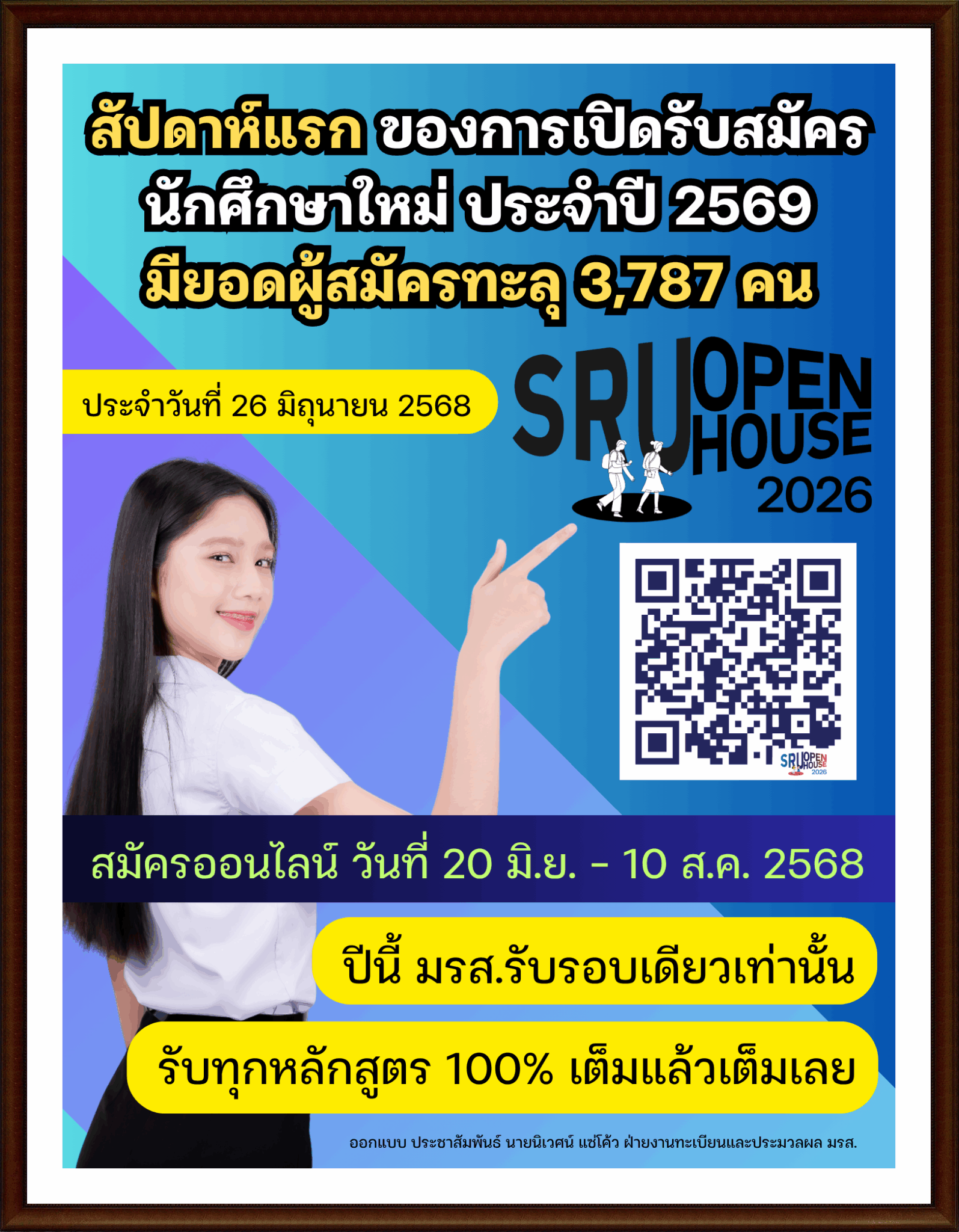สัปดาห์แรก ของการเปิดรับสมัครนักศึกษาใหม่ ประจำปี 2569SRU Open House 2026 มียอดผู้สมัครทะลุ ...